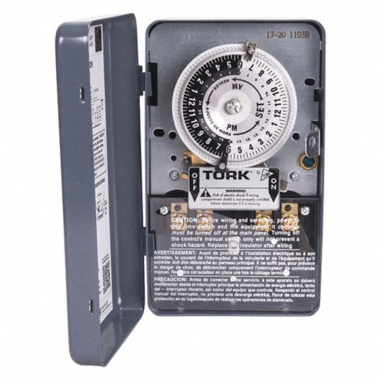 TORK Electromechanical Timer: 24 hr Nominal Max. Time Setting, Steel ...