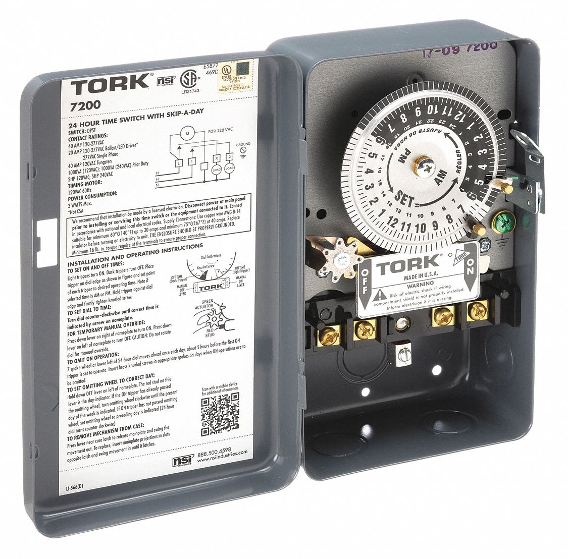 TORK, 22 hr, DPST-NO, Electromechanical Timer - 30YJ45|7200 - Grainger