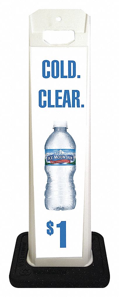 POST GUARD BOLLARD W BASE, VERTICAL PANEL FOR 8 X 36 IN SIGNS, WHITE ...