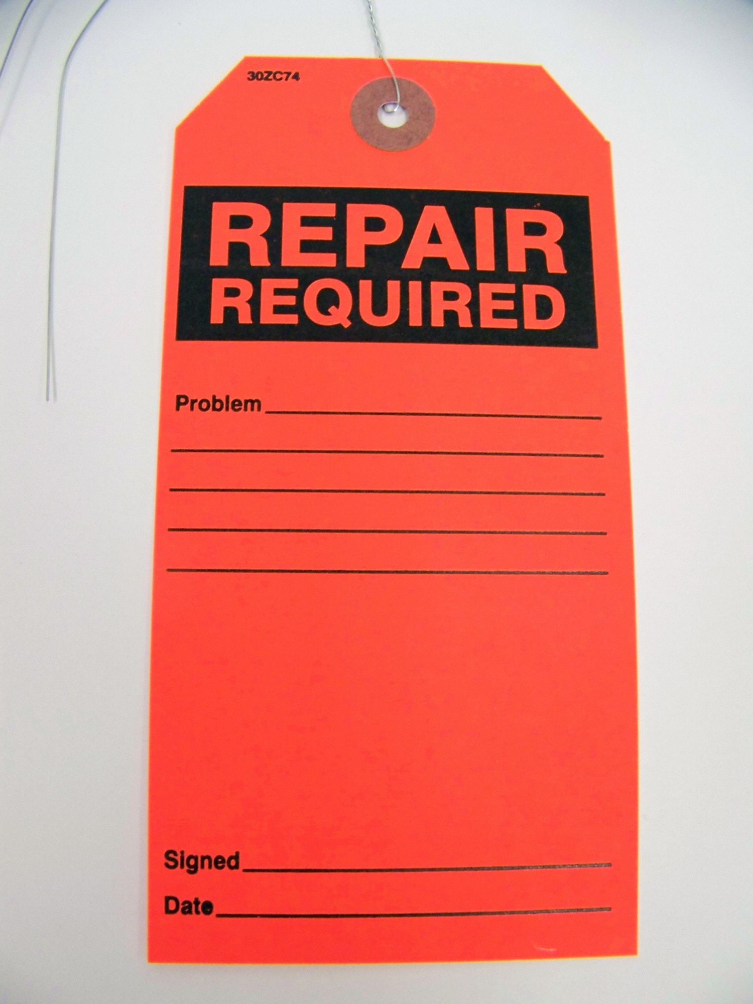 GRAINGER APPROVED Repair Required Tag, Paper, Height: 5 3/4 in, Width ...