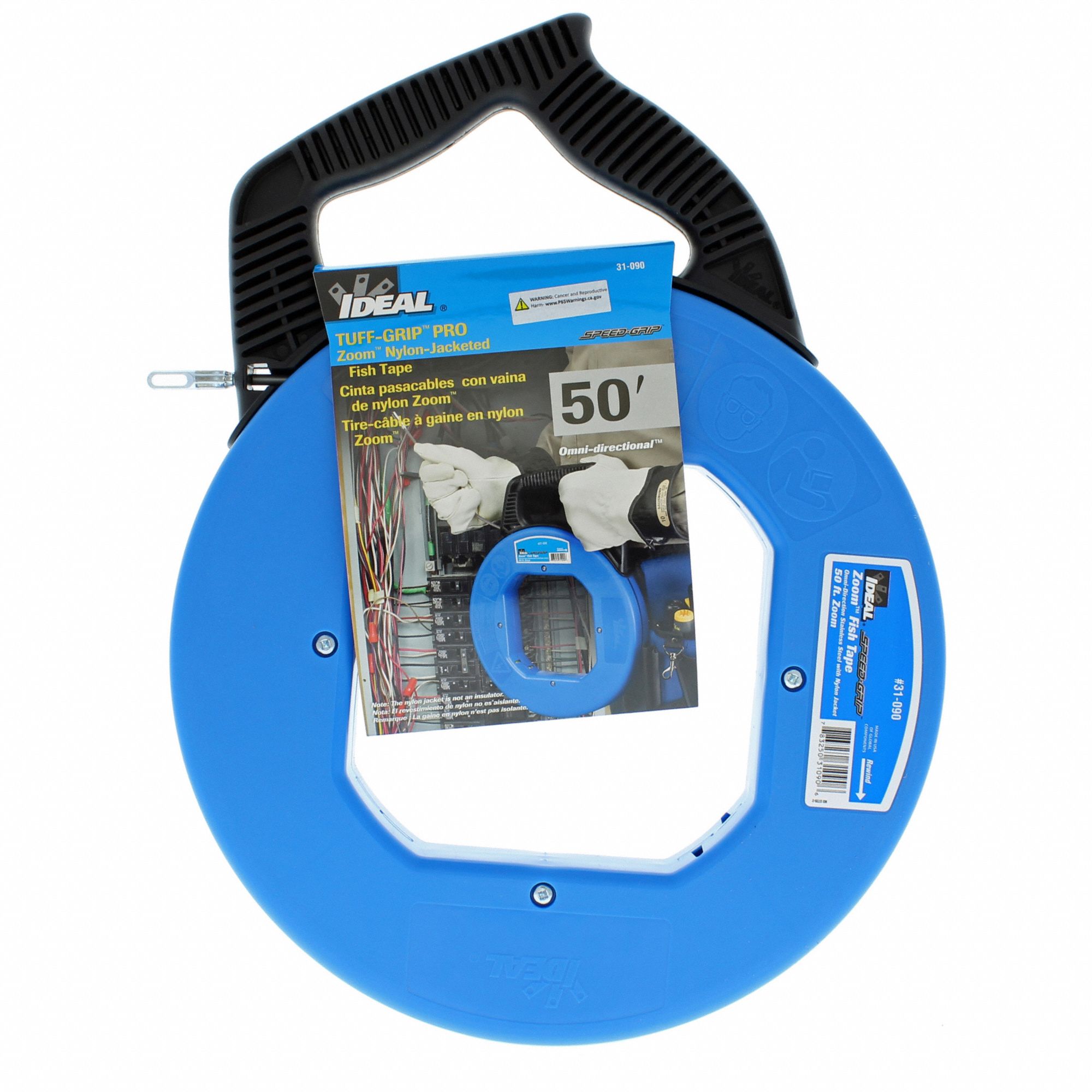 IDEAL Fish Tape: 50 ft Lg, Manual Wind Tape Retraction, 1,000 lb ...