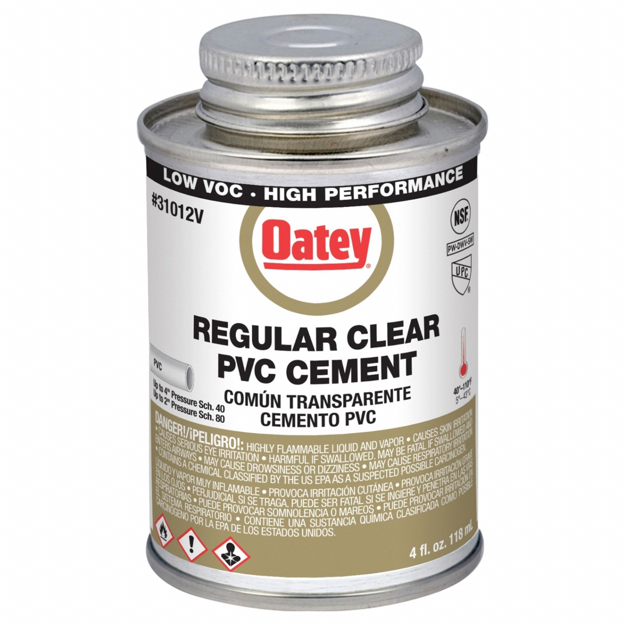 OATEY, Regular, 4 fl oz, Pipe Cement - 814LY6|31012V - Grainger