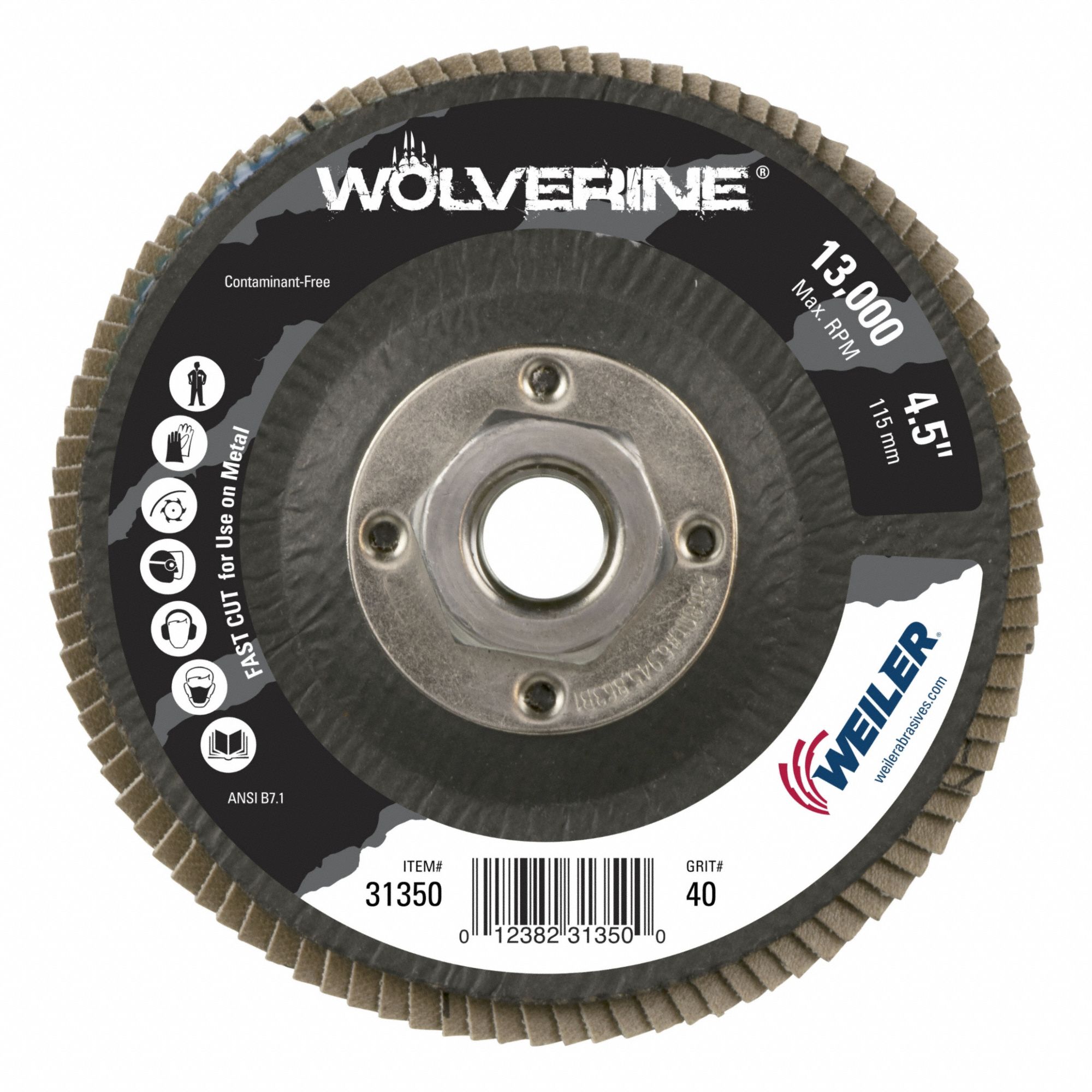 WEILER, Type 29, 4-1/2" x 5/8"-11, Flap Disc - 895XM0|31350 - Grainger