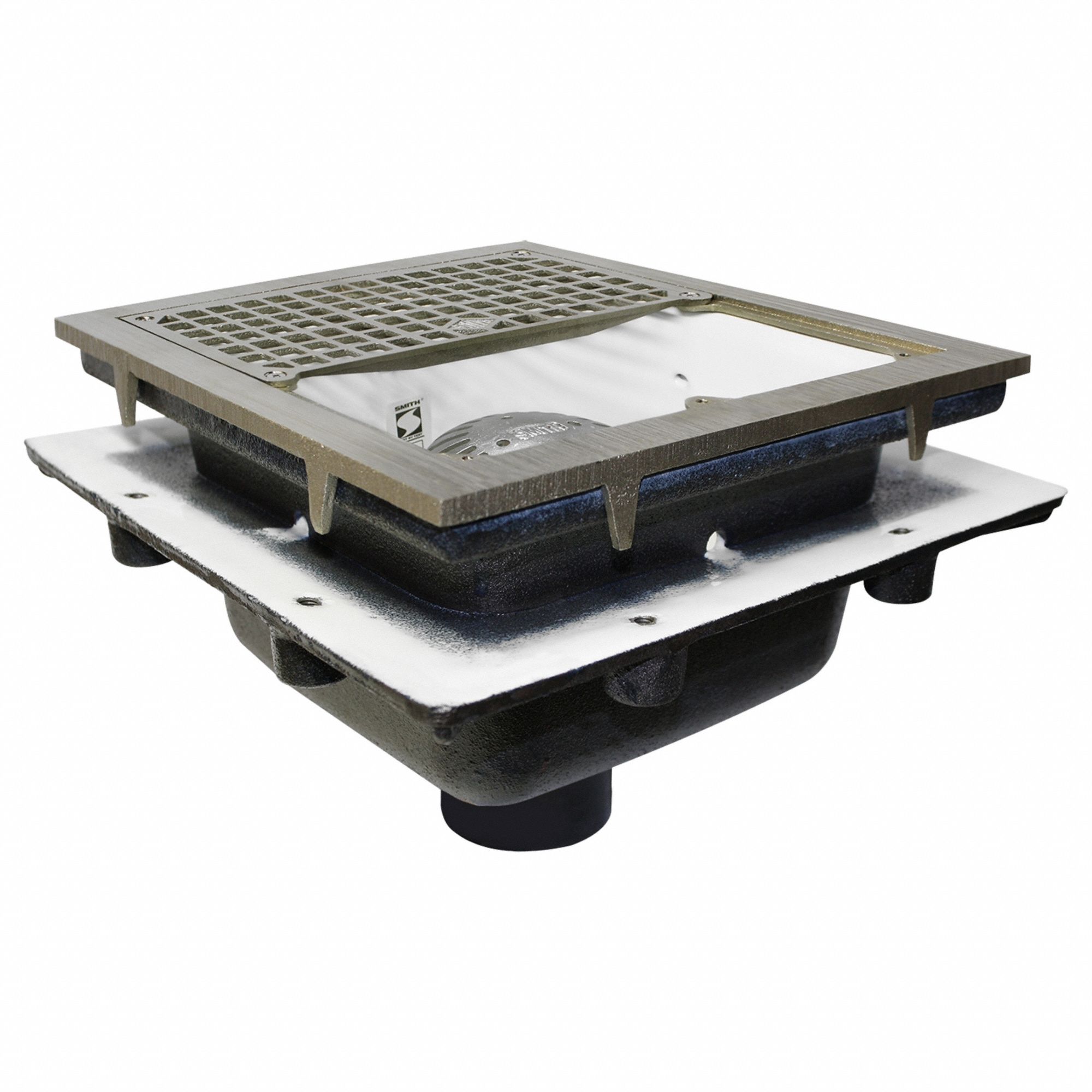 JAY R. SMITH MFG. CO, 14 in Overall Wd, 14 in Overall Lg, Floor Drain ...