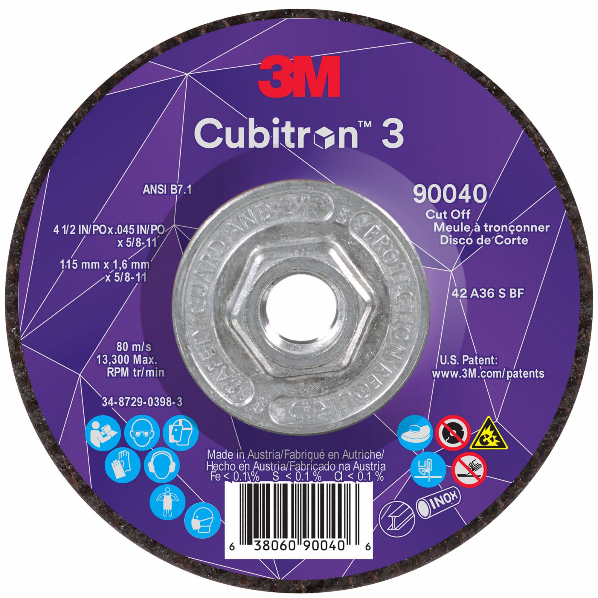 3M CUBITRON 3, Type 27, 4 1/2" x 0.045" x 5/8"-11, Cut-Off Wheel ...