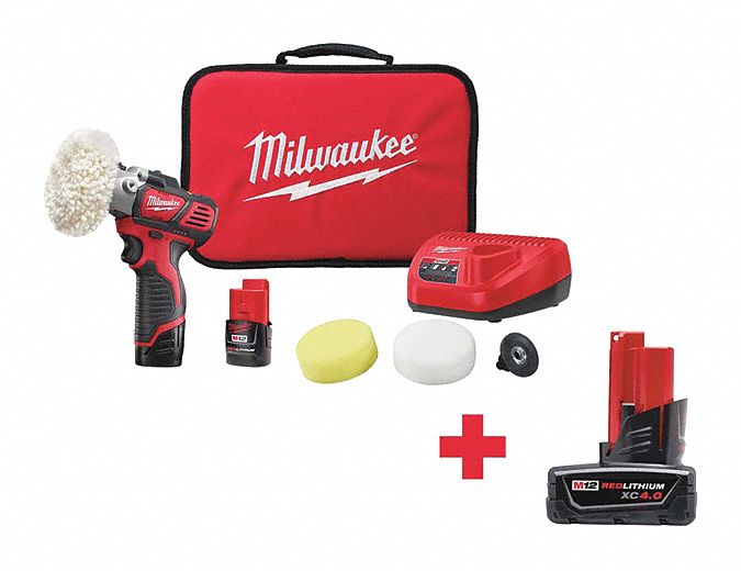 MILWAUKEE, Variable Speed, 8,300 RPM Max Motor Speed, Cordless Polisher ...