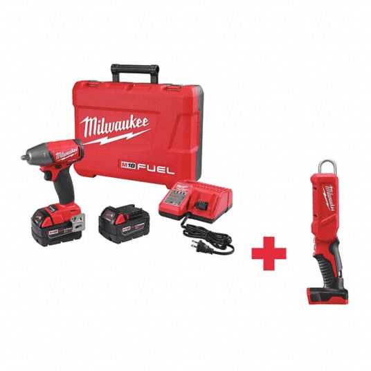 MILWAUKEE, 3/8 in Drive Size, 210 ft-lb Fastening Torque, Impact Wrench ...