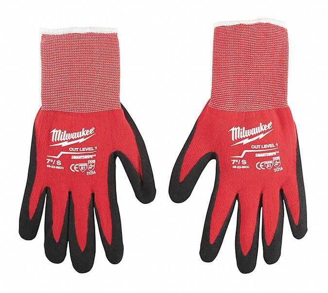 Gloves,Work,Nitrile Dipped,Red,Large - Grainger