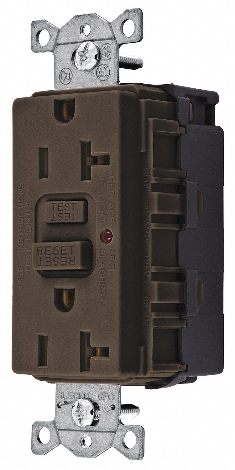 20A Industrial Modular GFCI Receptacle, Brown; Tamper Resistant: No ...