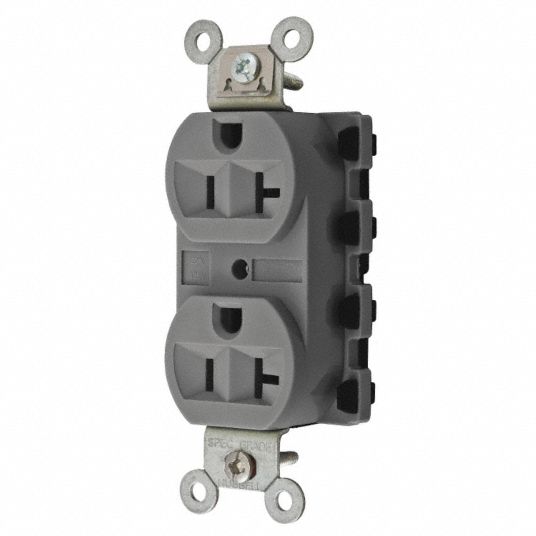 20, Commercial, Receptacle, Gray, No Tamper Resistant - Grainger