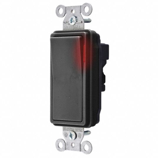 Rocker Switch, Single Pole, Pilot Light Wall Switch - 31A452 ...