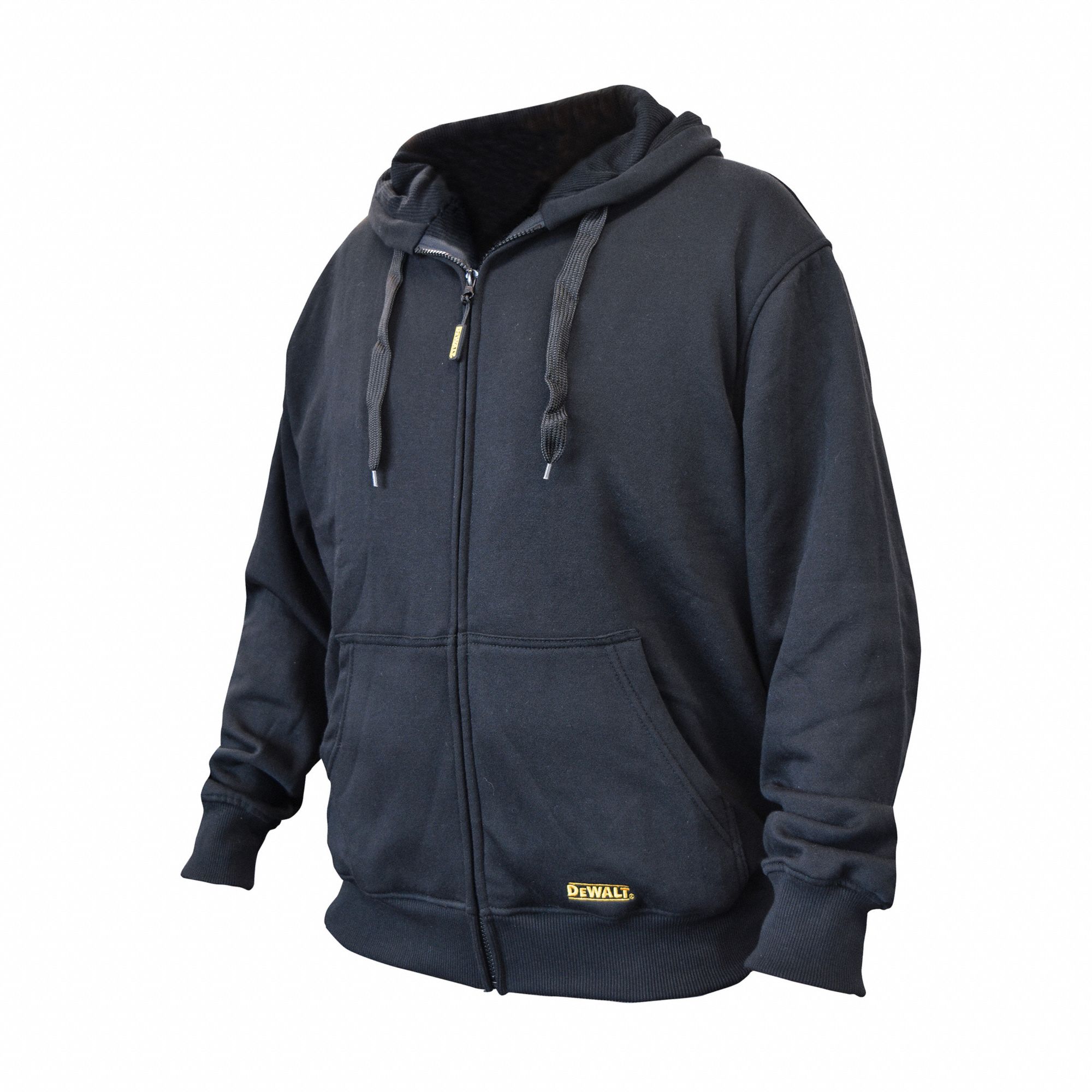 DEWALT Heated Hoodie: Men's, 3XL, Black, Up to 7.5 hr, 56 in Max Chest Size, 2 Outside Pockets ...