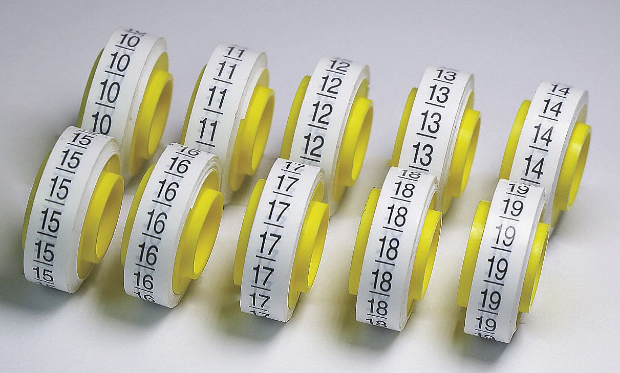 Wire Marker, Preprinted, Numbers 10 to 19, Black on White, PK 10 - Grainger
