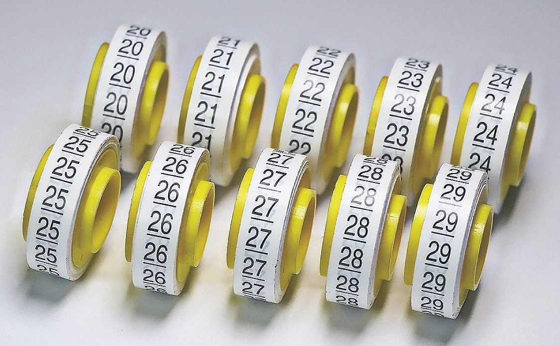Wire Marker, Preprinted, Numbers 20 to 29, Black on White, PK 10 - Grainger