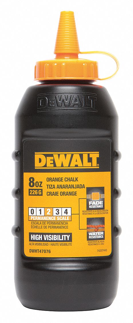 DEWALT, High Visibility Orange, Semi-Permanent, Marking Chalk - 31CL15 ...