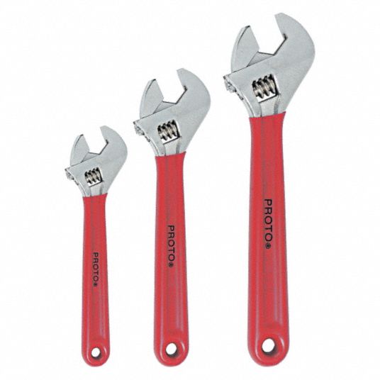 PROTO, Alloy Steel, Chrome, Adjustable Wrench Set - 31CM97|J795G - Grainger