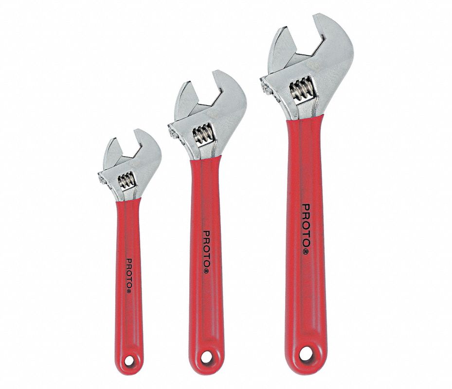 PROTO Juego de Llaves Ajustables 3 piezas Acero Cromado Rojo - 31CM97 ...