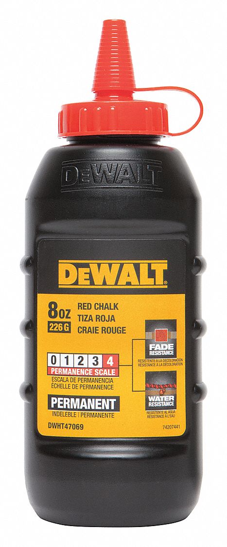 DEWALT, Red, Permanent, Marking Chalk - 31CN45|DWHT47069L - Grainger