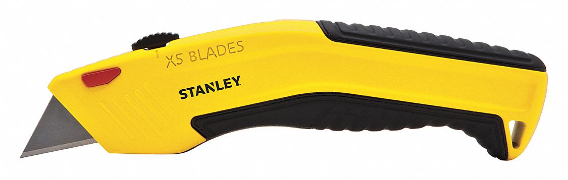 Utility Knife, Yellow, Carbon Steel, 6 1/3 in Overall Length, Number of ...