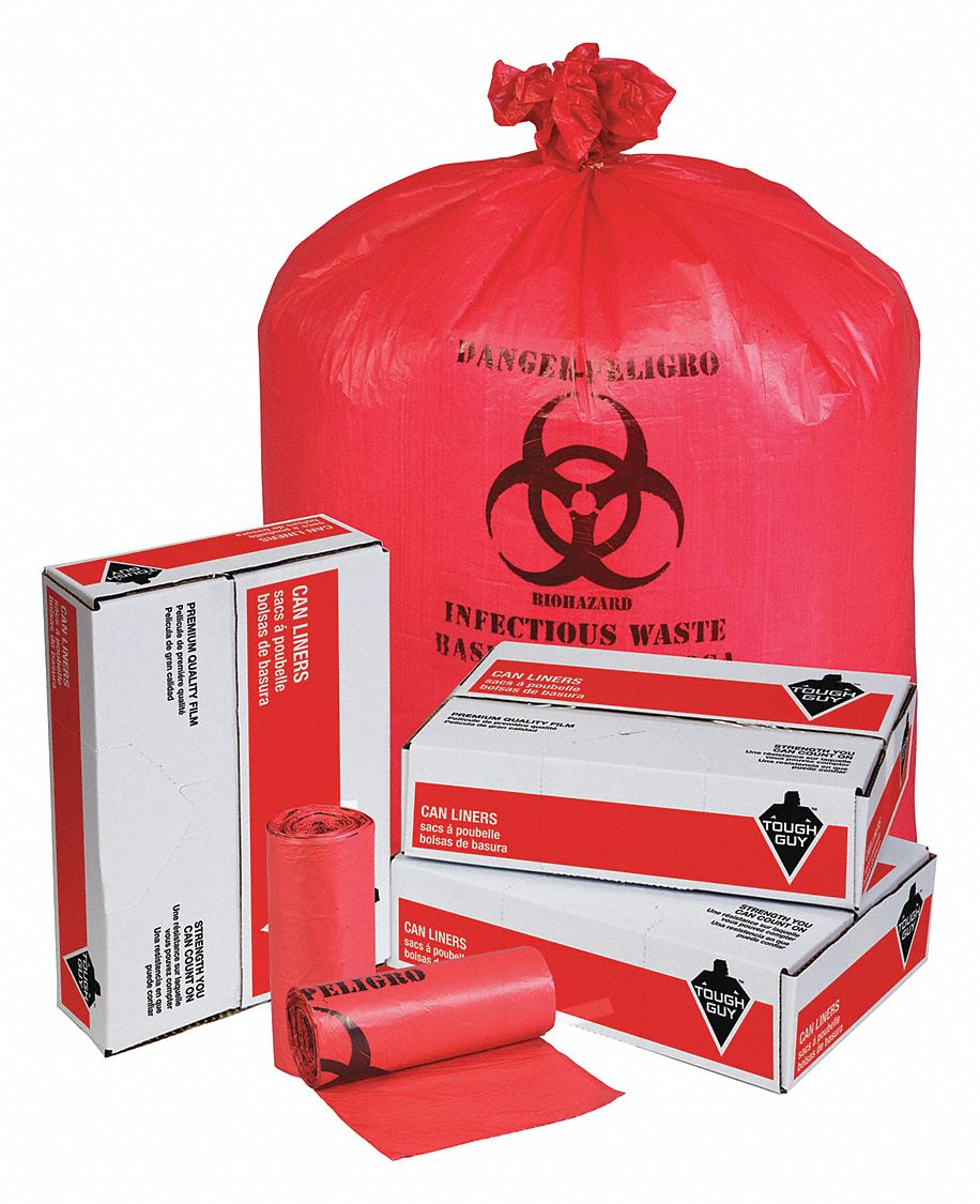 TOUGH GUY, 44 gal Capacity, 37 in Wd, Hospital Isolation Bags - 31DK90 ...