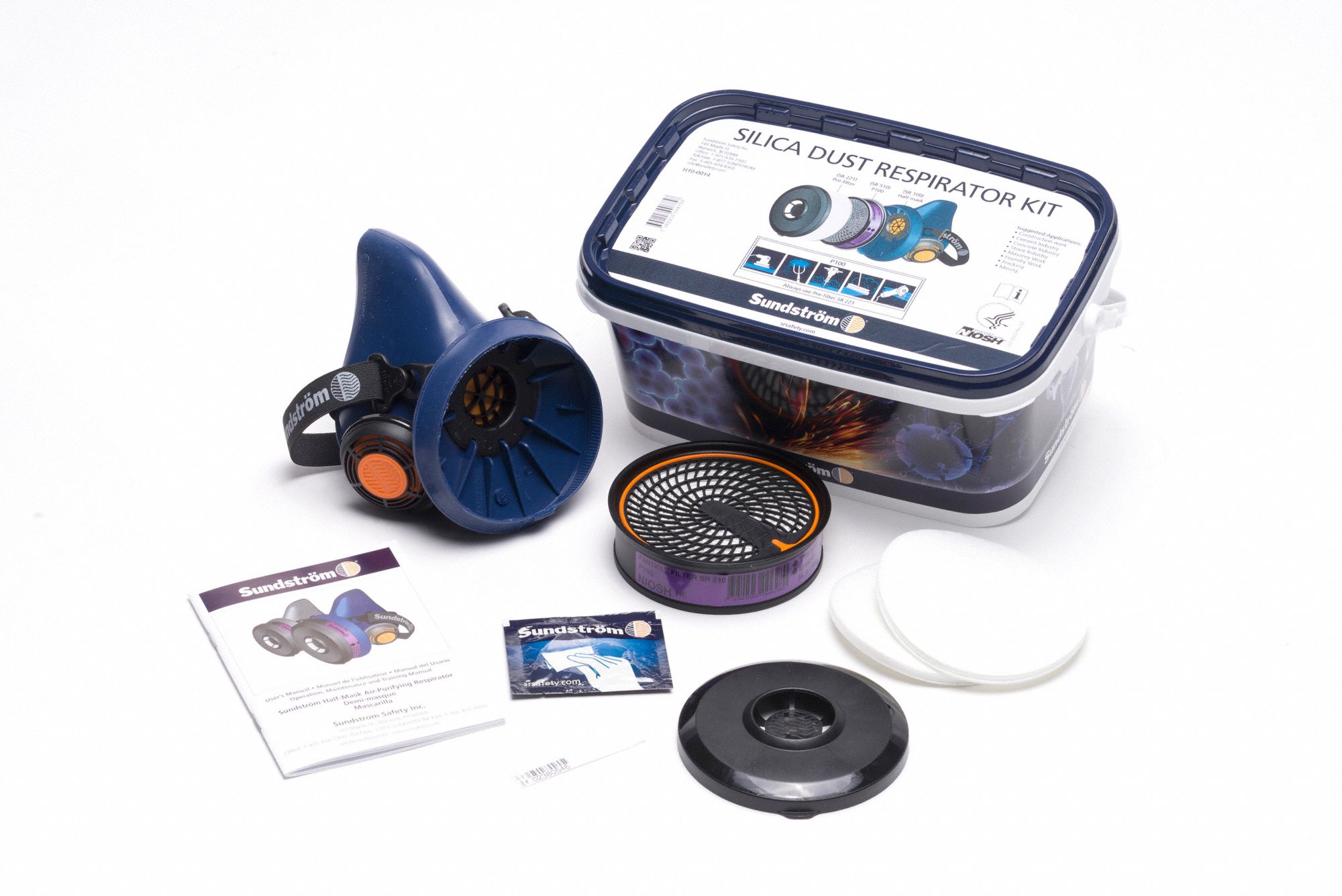 SUNDSTROM SAFETY Half Mask Respirator Kit, SR 100, SR 510 Series, M ...
