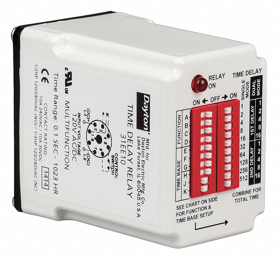 Dayton Multi Function Timing Relay 120v Ac Dc 10a 240v 8 Pins Spdt 31ee10 31ee10 Grainger