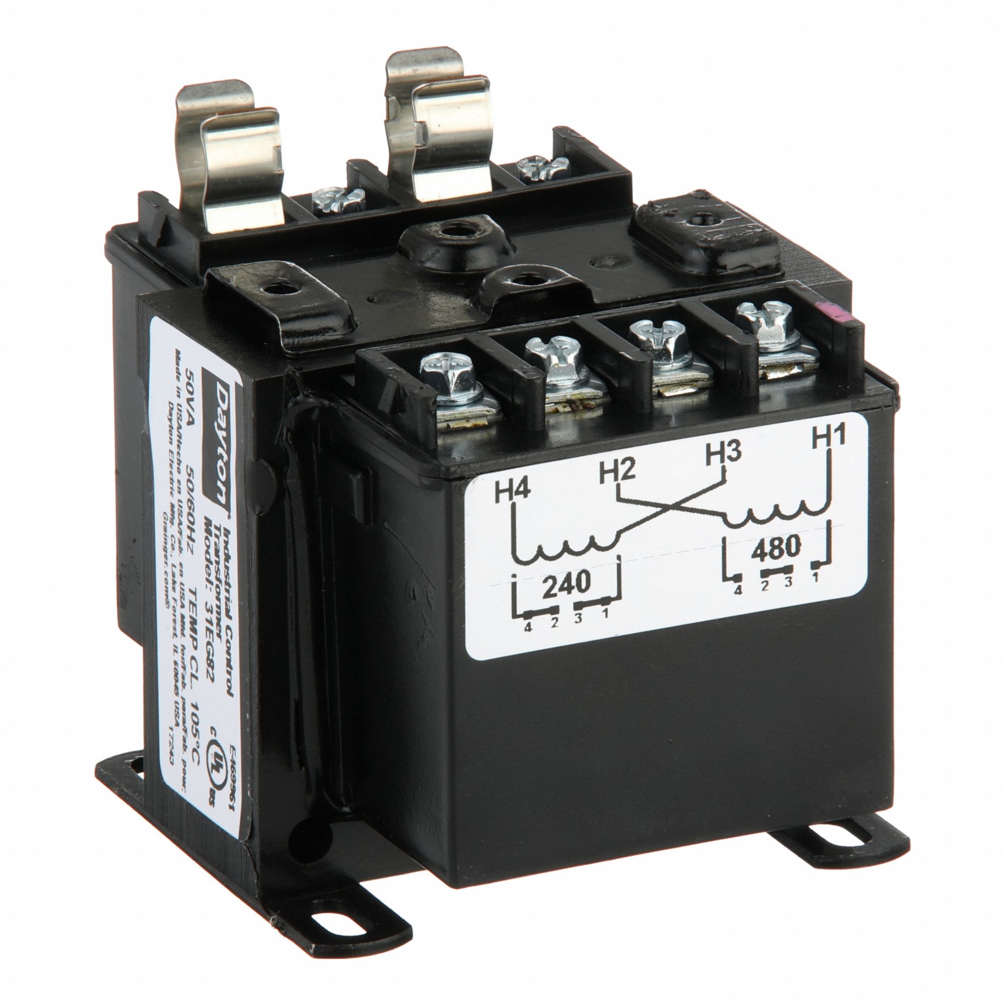 DAYTON Transformador de Control, Clasificación VA 50VA, Voltaje de Entrada 240/480VCA, Voltaje ...