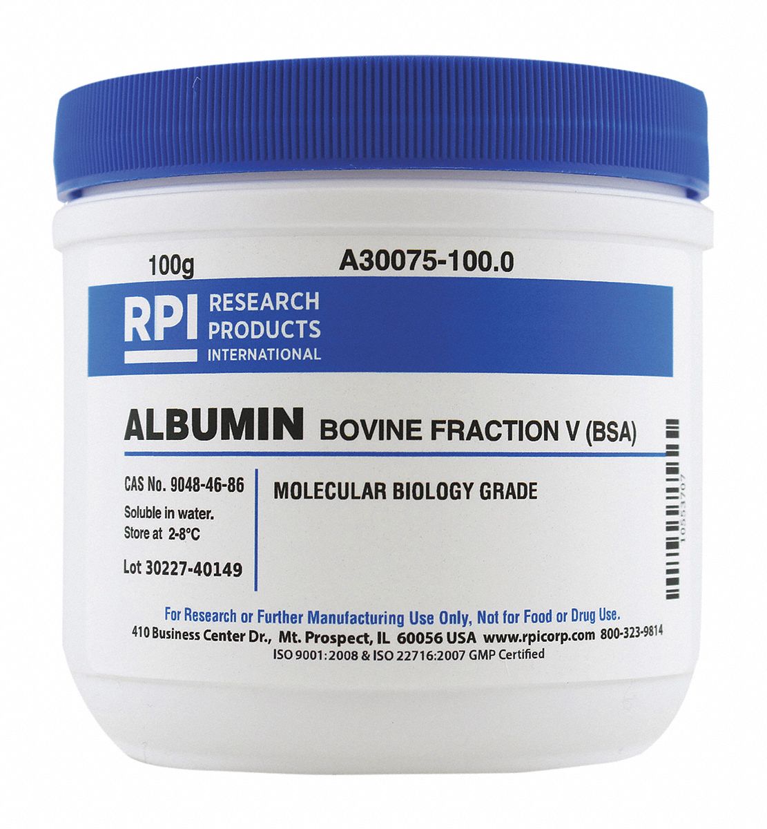 RPI Albumin, Bovine Fraction V (BSA): 100 g Container Size, Powder ...