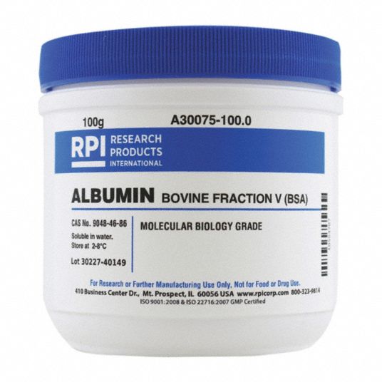 RPI Albumin, Bovine Fraction V (BSA), 100 g Powder - 31FW34|A30075-100. ...