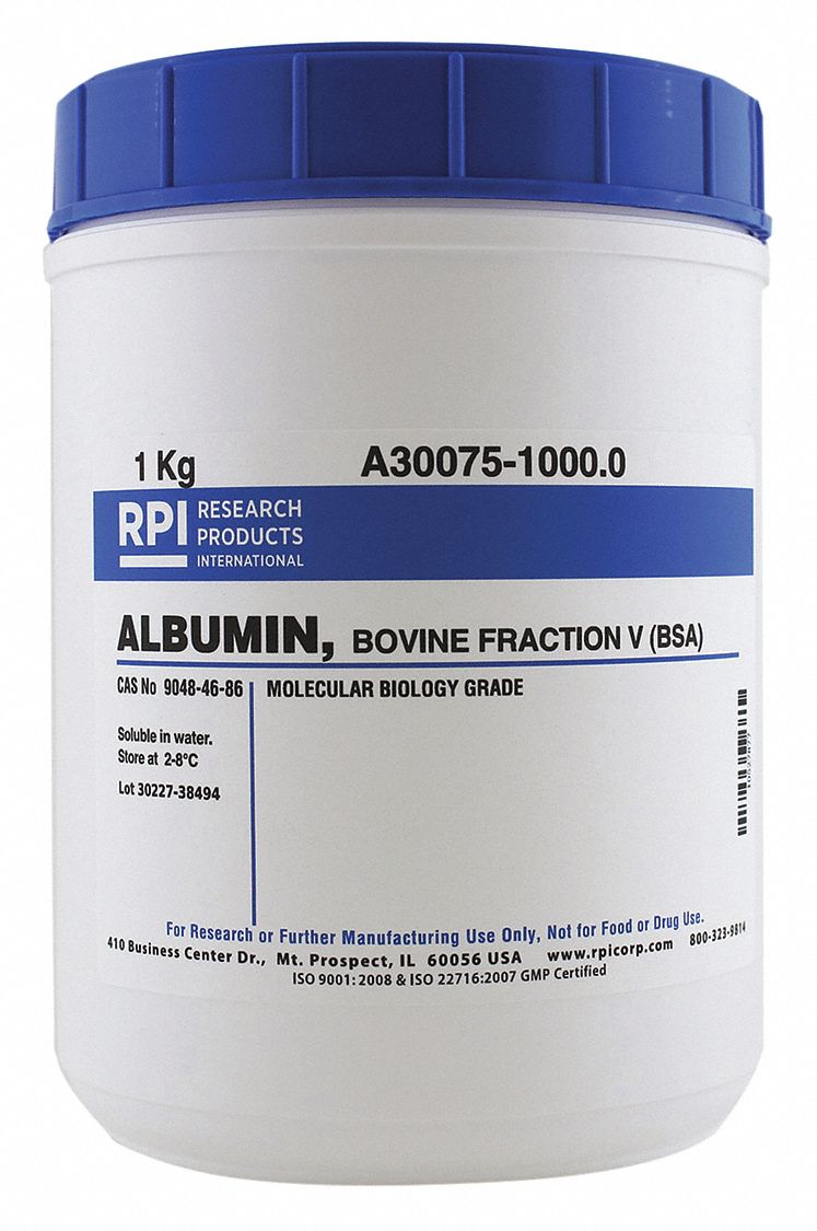 RPI Albumin, Bovine Fraction V (BSA): 1 kg Container Size, Powder ...