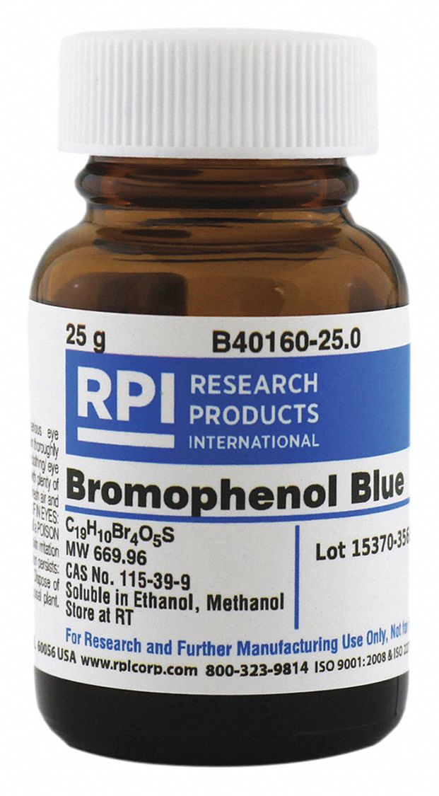 RPI Bromophenol Blue, ACS Grade: 25 g Container Size, Powder - 31FW75 ...