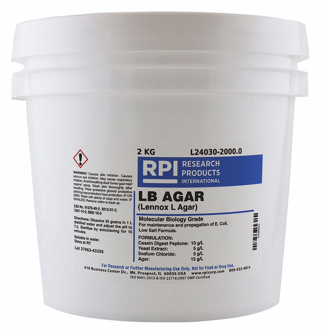 RPI LB Agar Powder (Lennox L Agar): 2 kg Container Size, Powder ...