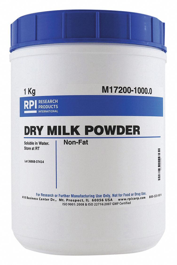 RPI Dry Milk Powder, Powder, 1 kg, 1 EA - 31FZ83|M17200-1000.0 - Grainger