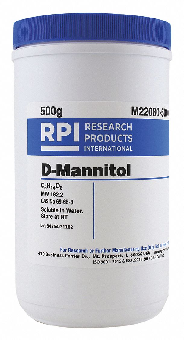 RPI D-Mannitol, Powder, 500 g, 1 EA - 31GA03|M22080-500.0 - Grainger