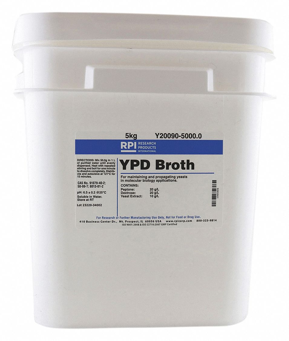 RPI YPD Broth, Powder, 5 kg, 1 EA - 31GE80|Y20090-5000.0 - Grainger