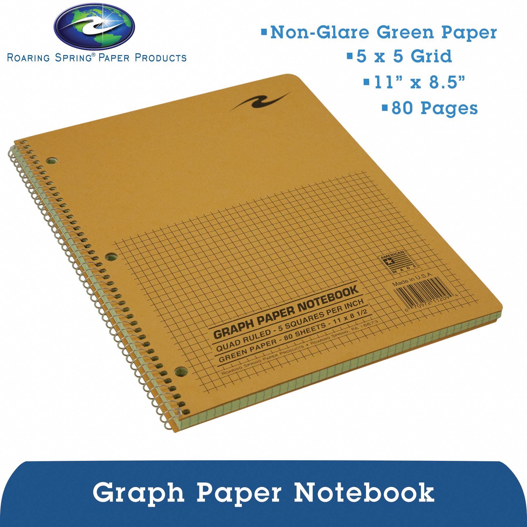 ROARING SPRING Notebook: Quadrille, Wirebound, 80 Sheets, 0 Carbon ...