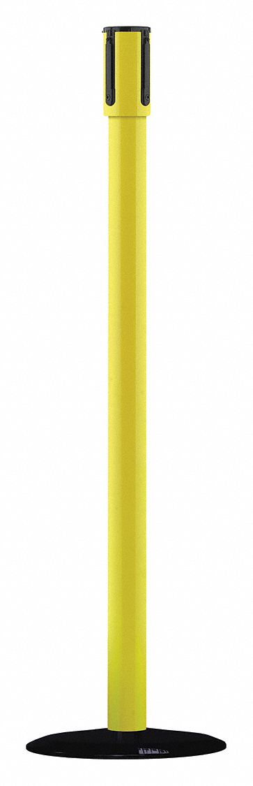 TENSABARRIER, 38 in Post Ht, Yellow, Single Belt Receiver Post - 31HJ12 ...
