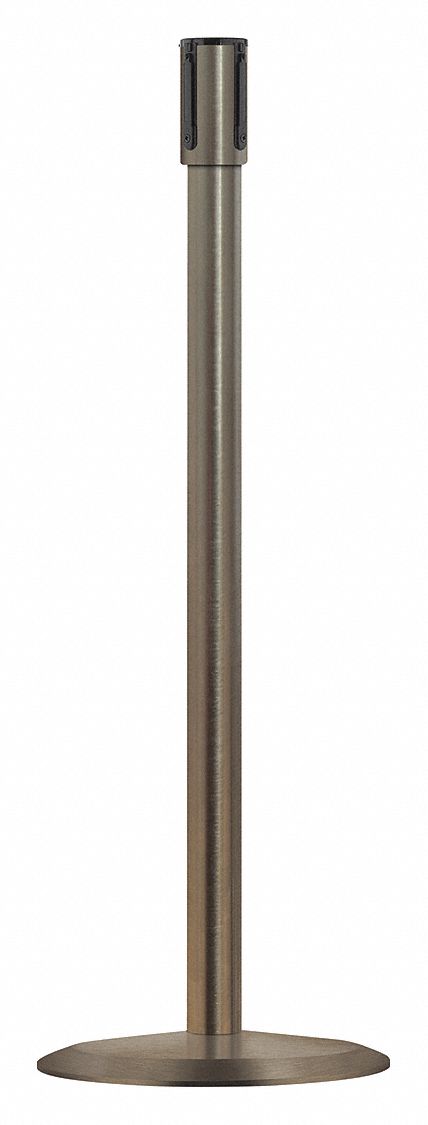 TENSABARRIER, 38 in Post Ht, Stainless Steel, Single Belt Receiver Post ...