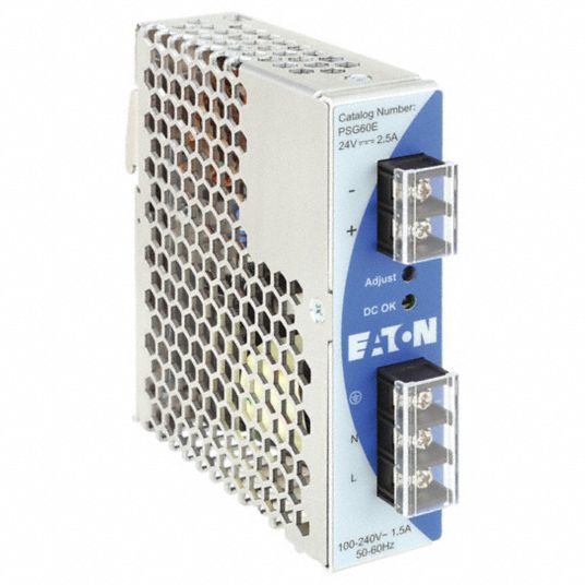 EATON, DIN Rail, 60 W Output Power - Rated, DC Power Supply - 31HL59 ...