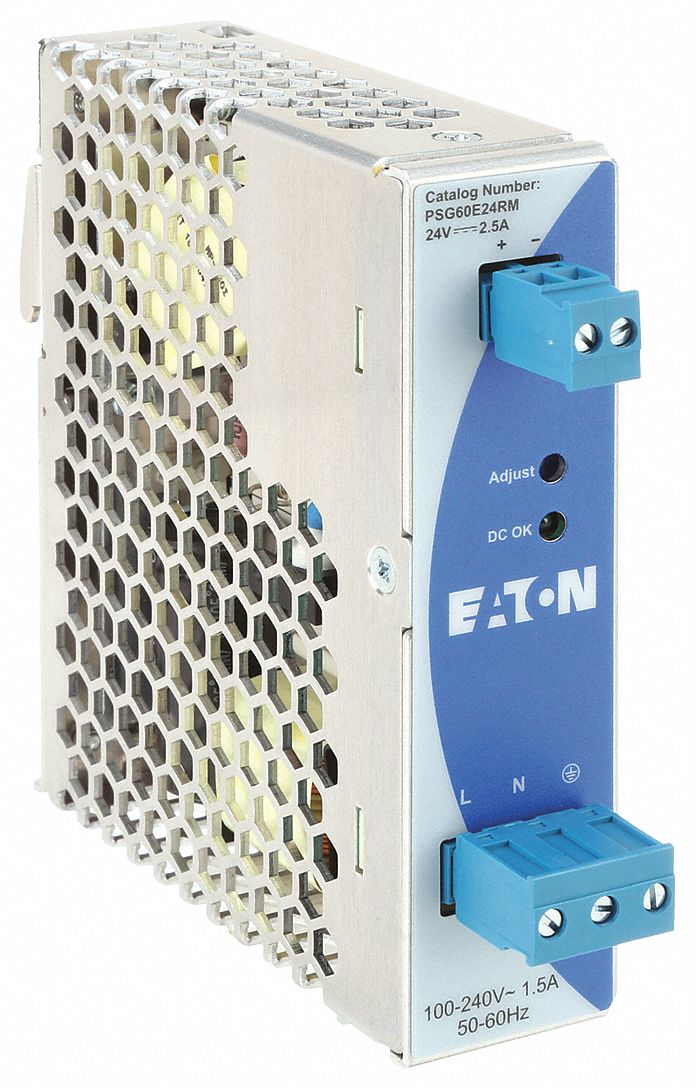 EATON, DIN Rail, 60 W Output Power - Rated, DC Power Supply - 31HL61 ...