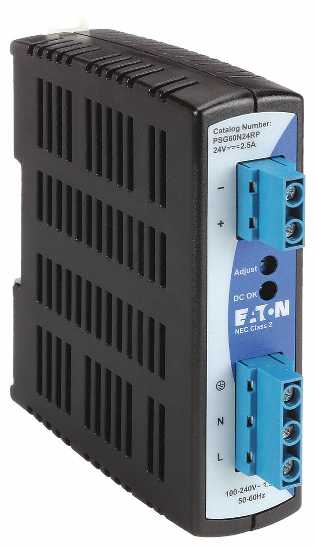 EATON, DIN Rail, 60 W Output Power - Rated, DC Power Supply - 31HL64 ...