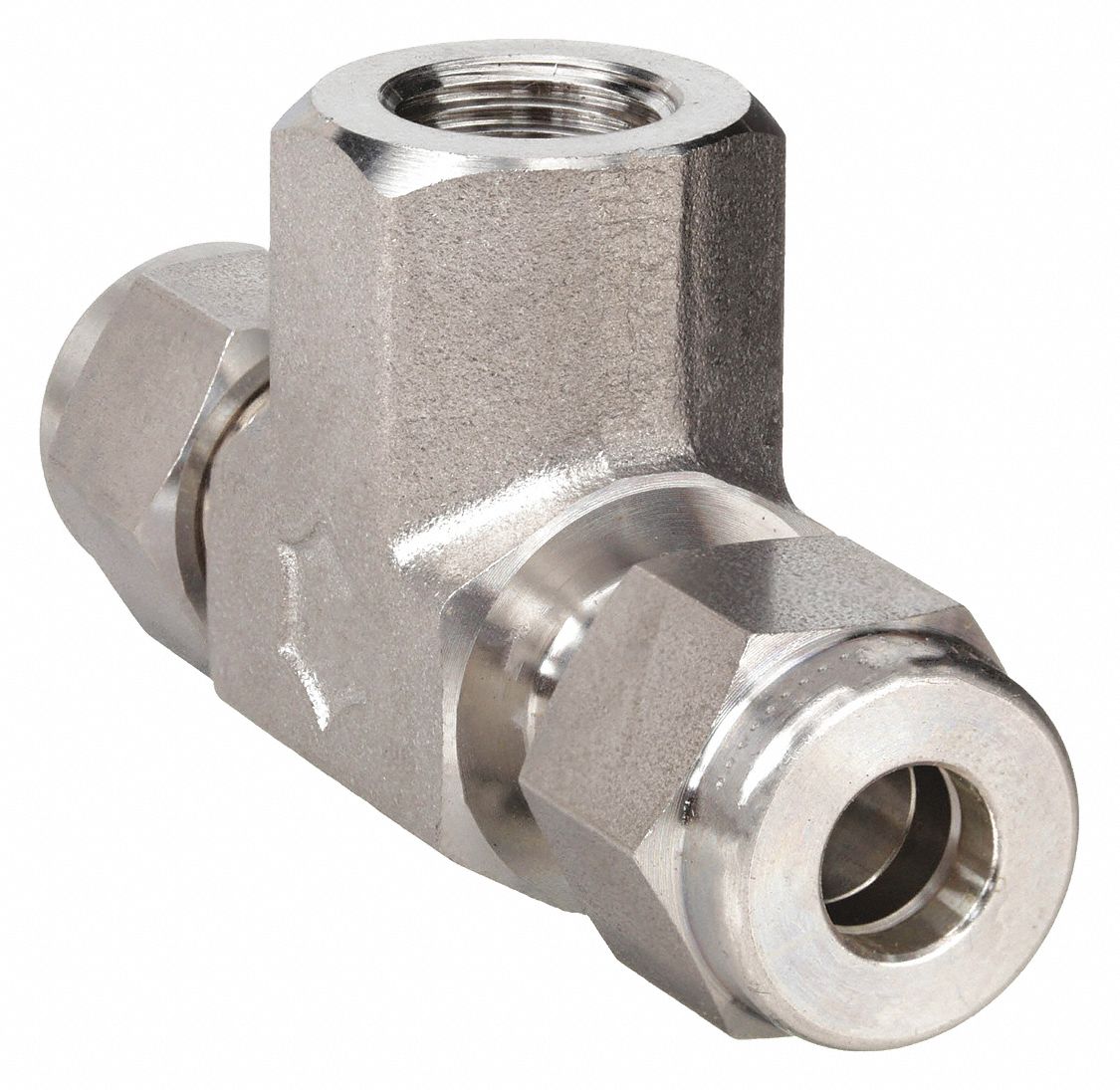 HAM-LET, 3/8 in OD 3/8 in OD x 1/4 in Pipe Fitting Size, Stainless Steel, Compression Tee ...