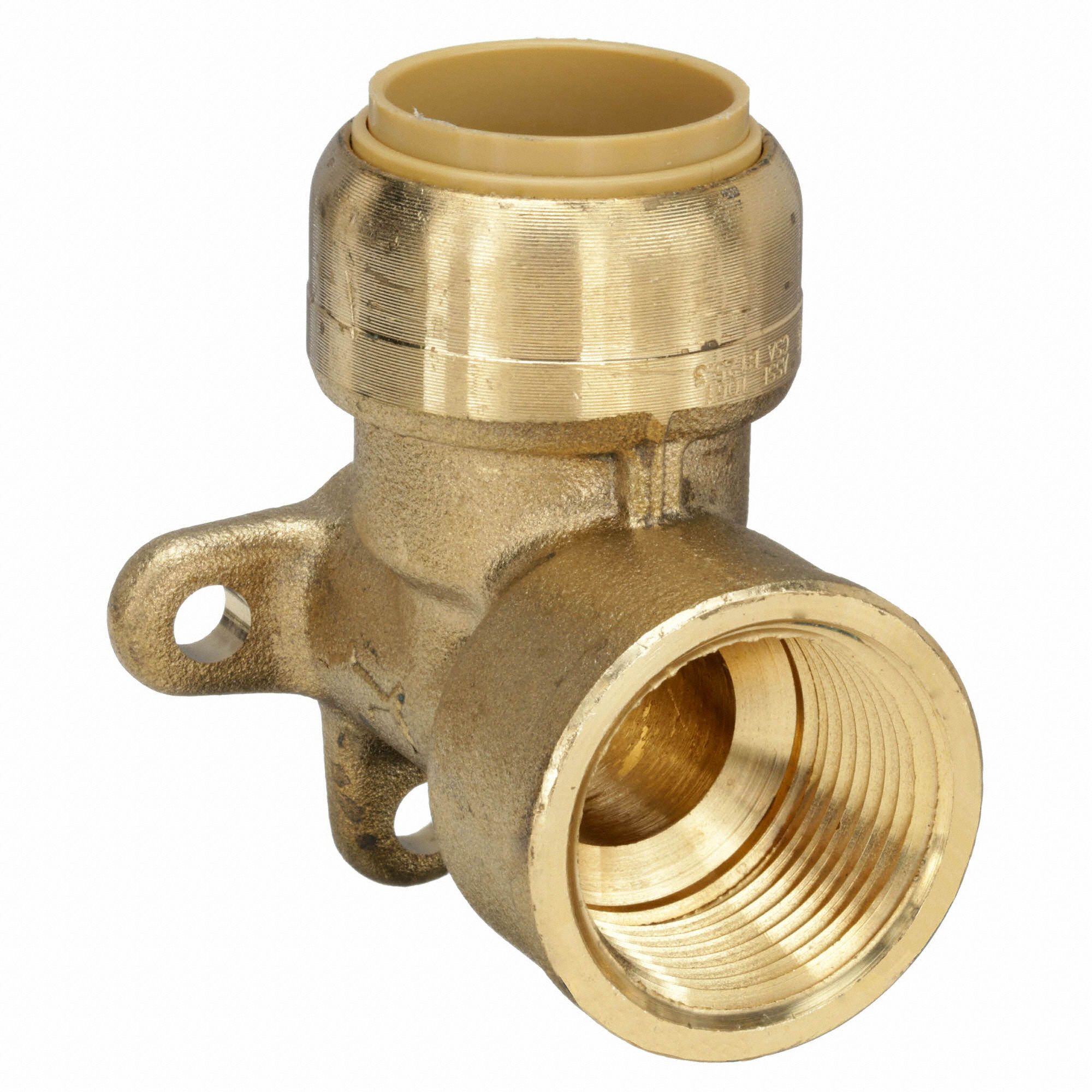 SHARKBITE Elbow Drop Ear: Brass, Push-to-Connect x Push-to-Connect, For 3/4 in x 3/4 in Tube OD ...