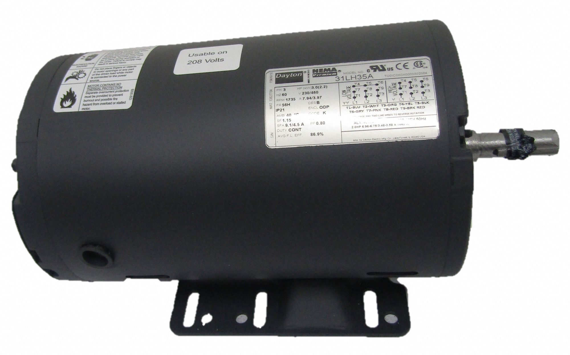 DAYTON General Purpose Motor: Open Dripproof, Rigid Base Mount, 3 HP ...