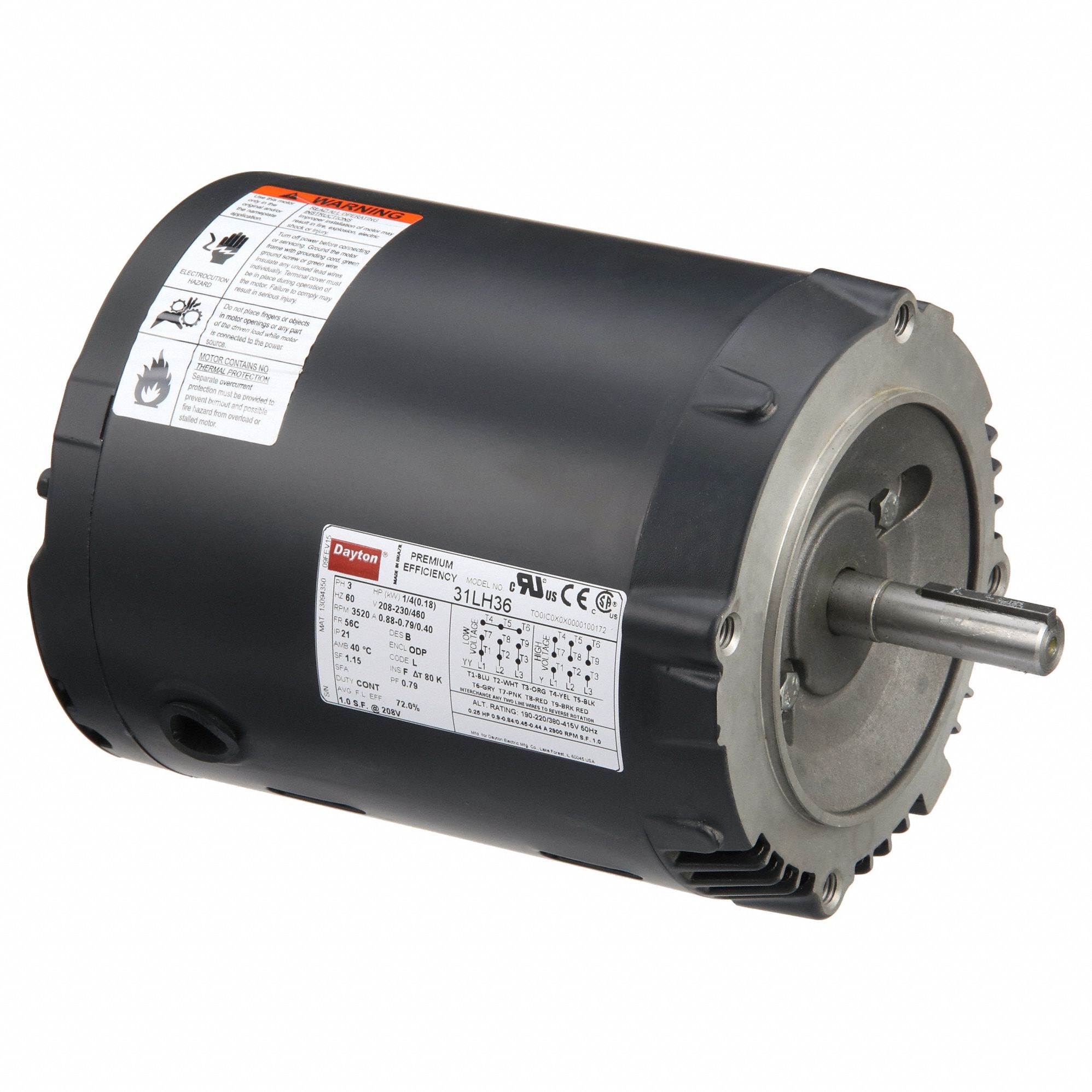 DAYTON, Open Drip Proof, C-Face Mount, General Purpose Motor - 31LH36 ...