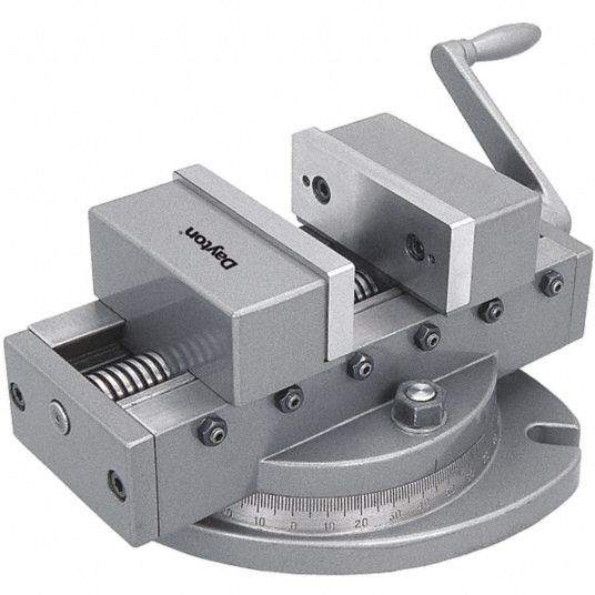 DAYTON Machine Vise, Self Centering, Swivel Base, 5 Jaw Opening (In ...