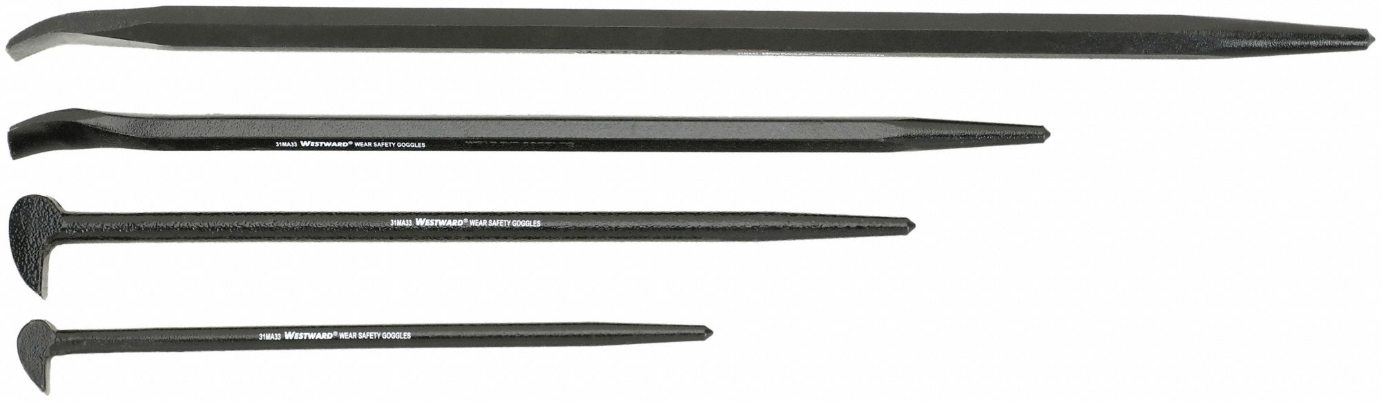 WESTWARD Pry Bar Set: Chisel End, 12 in_16 in_18 in_24 in Overall Lg, 1 ...
