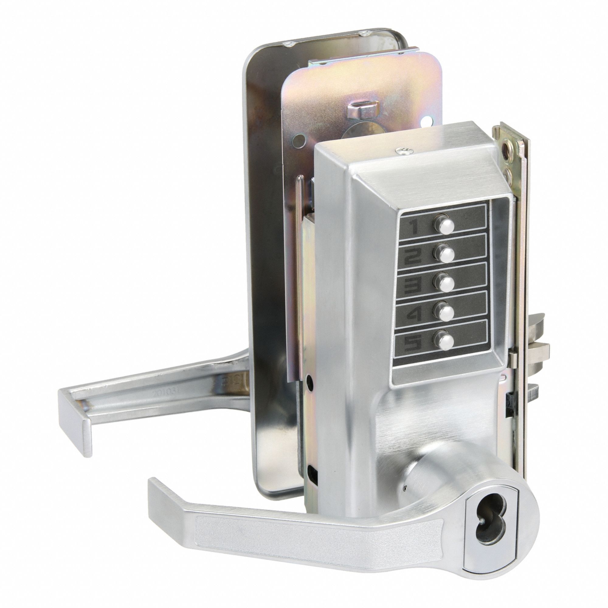 SIMPLEX, ADA Compliant, Chrome, Mechanical Push Button Lockset - 31NG62 ...