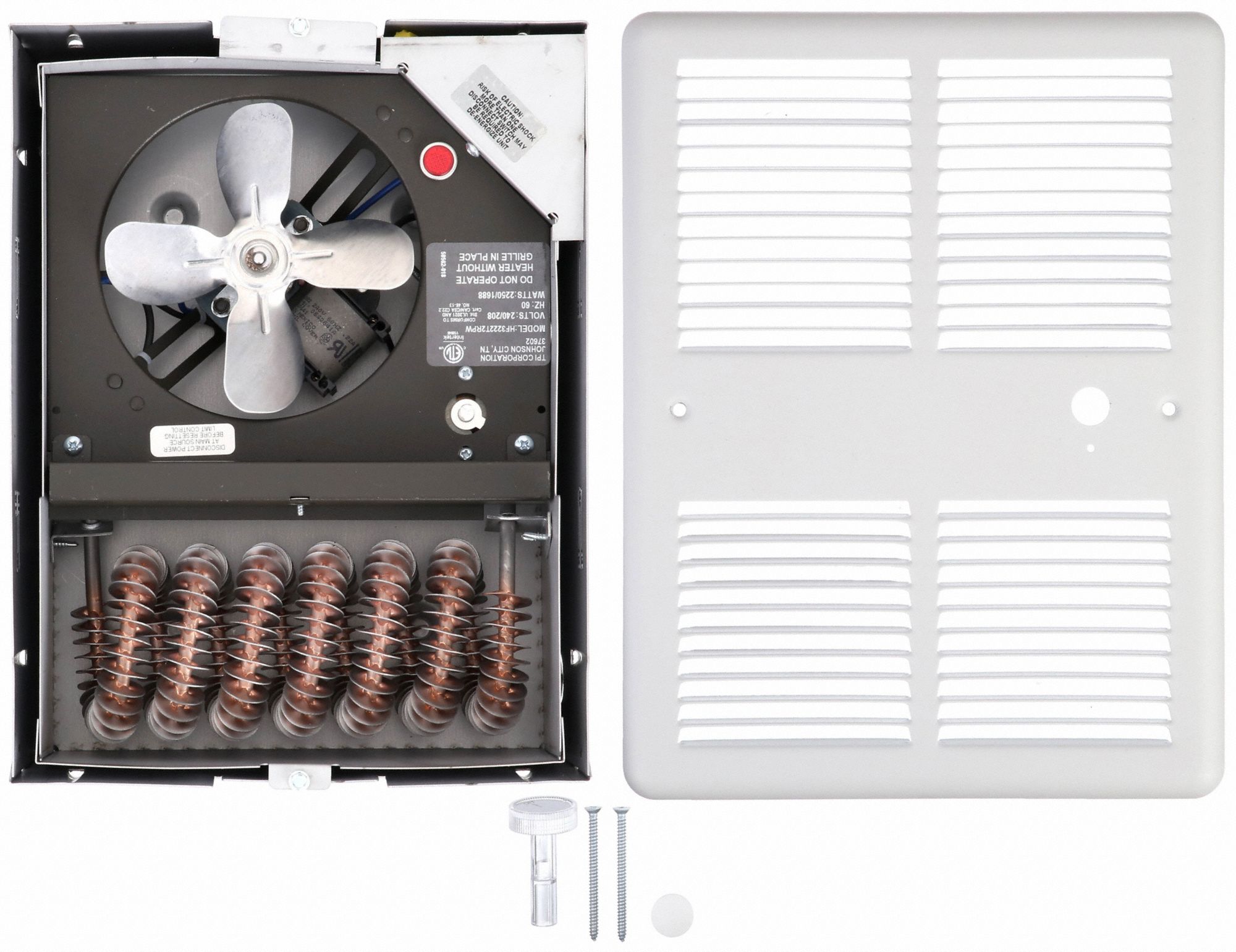 MARKEL PRODUCTS Recessed Electric Wall-Mount Heater, 1,688W/2,250W, 208 ...