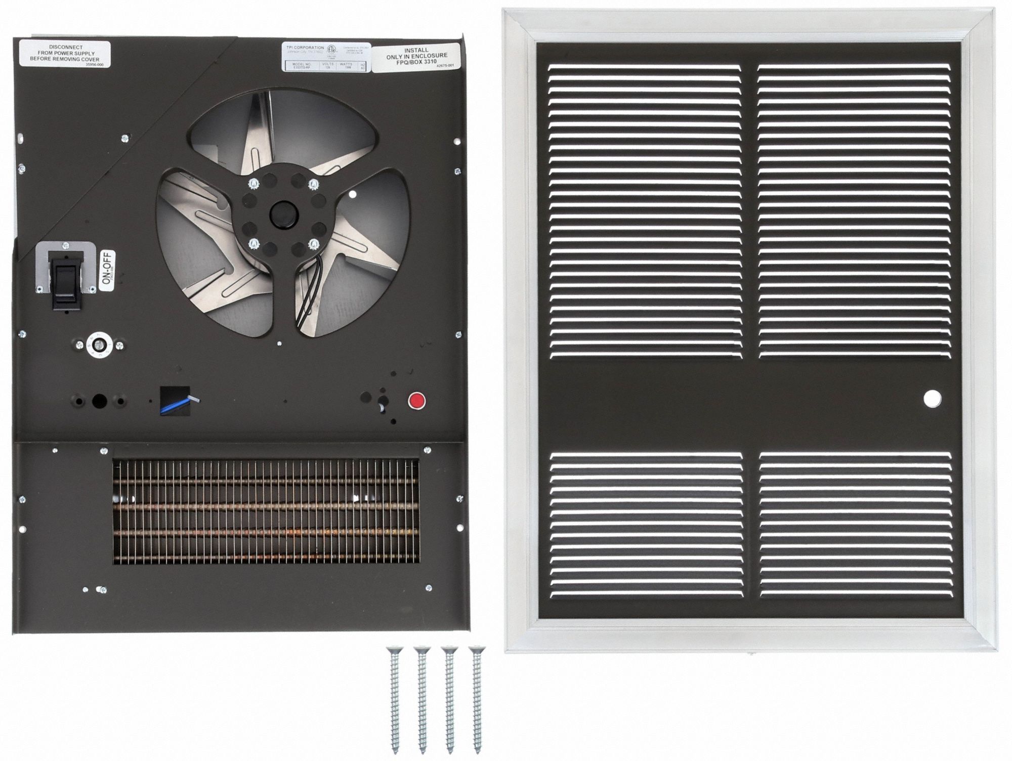 MARKEL PRODUCTS Recessed Electric Wall-Mount Heater, 1,500W, 120V AC, 1 ...